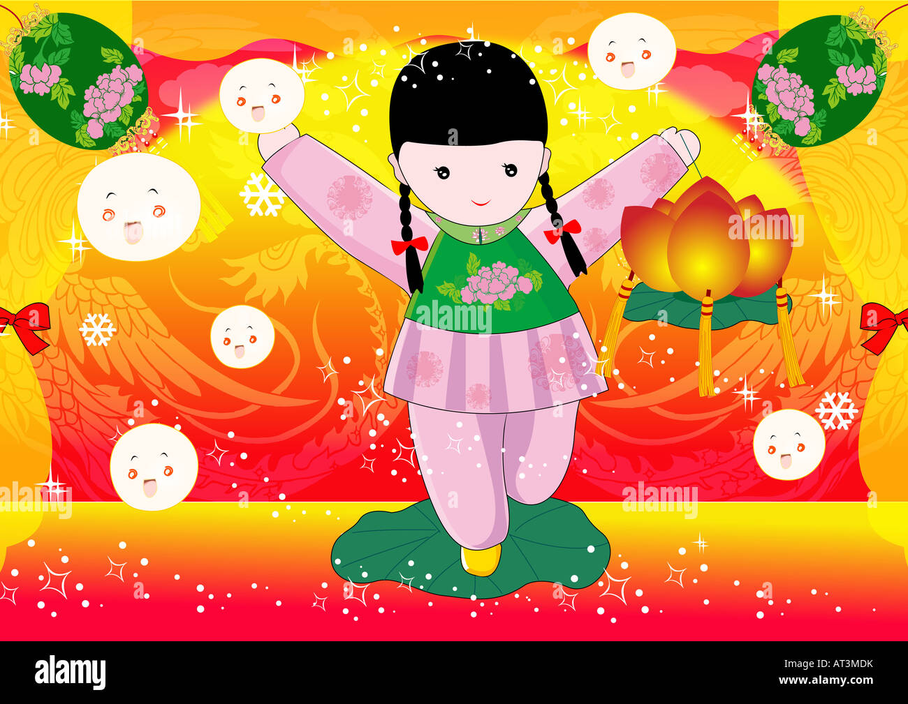 Kids celebrating Spring Festival Stock Photo - Alamy