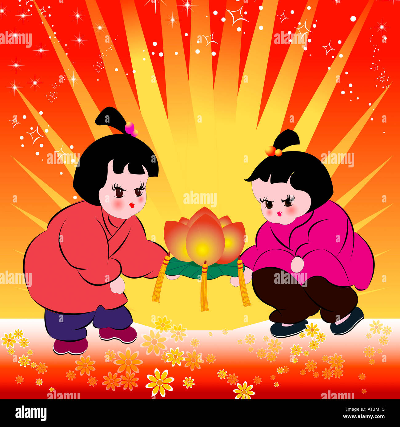 Kids celebrating Spring Festival Stock Photo - Alamy