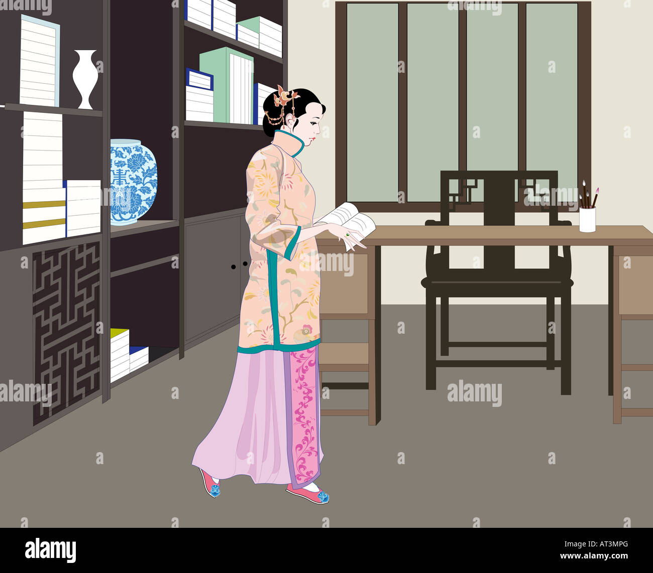 Ancient chinese reading painting hi-res stock photography and images ...