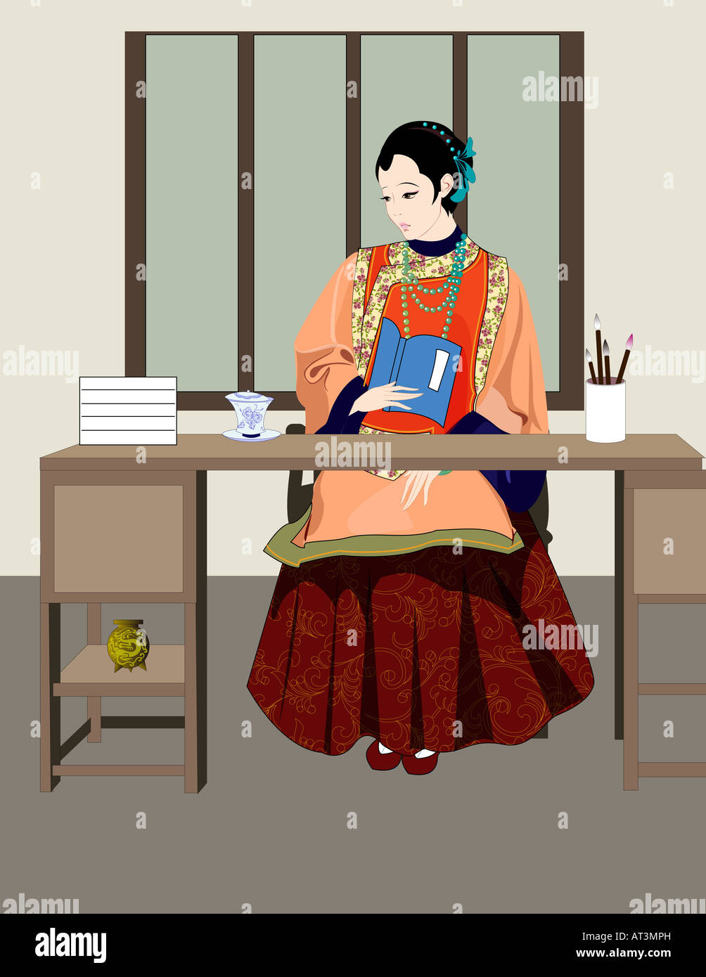 Ancient chinese reading painting hi-res stock photography and images ...