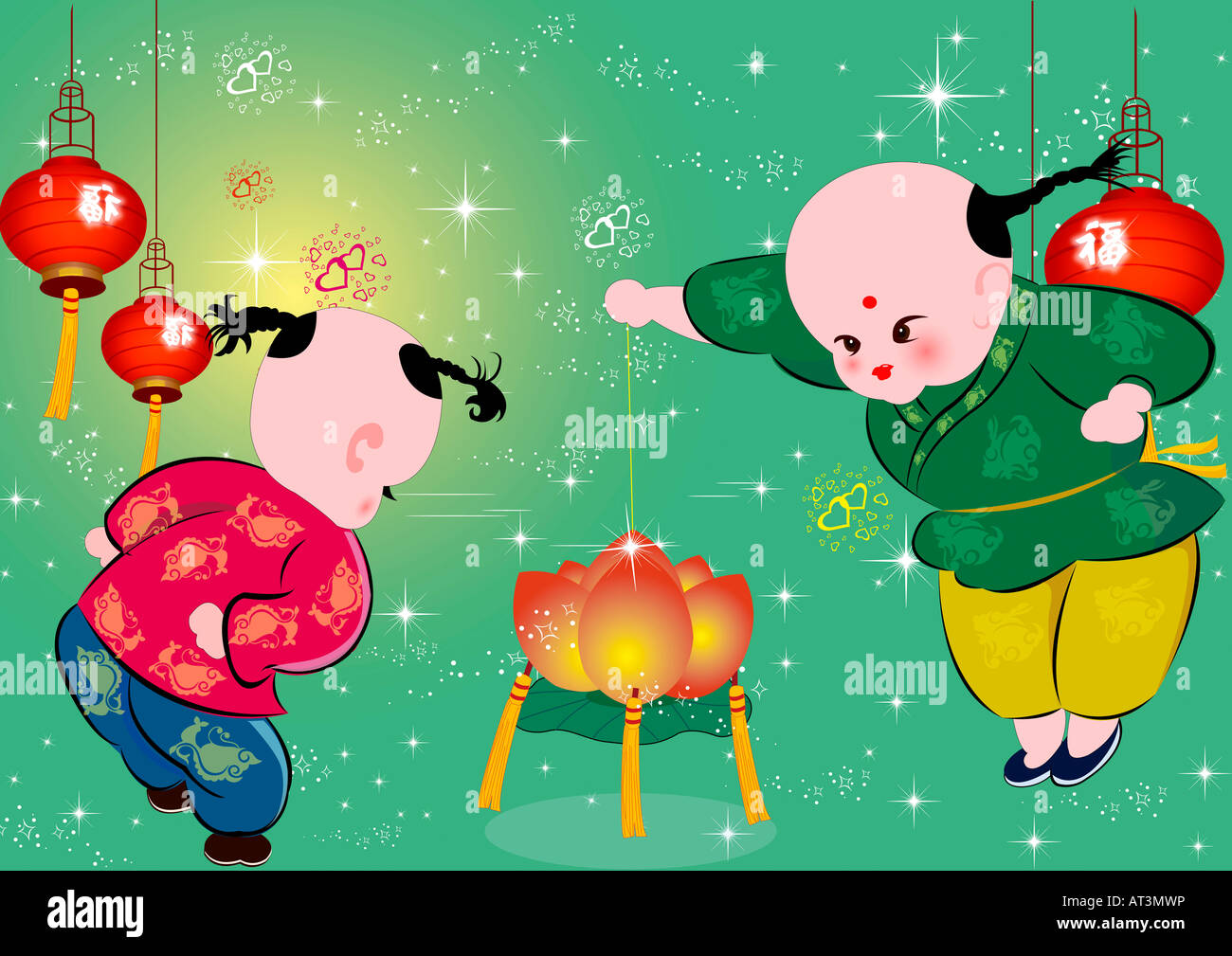 Kids celebrating Spring Festival Stock Photo - Alamy