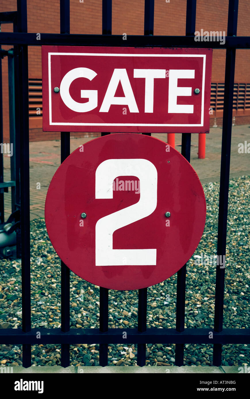 Sign on gate 2 Stock Photo - Alamy