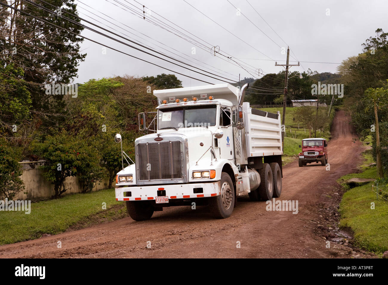 Costa Rica Cordillera de Tilleran Rio Chiquito large truck driving ...