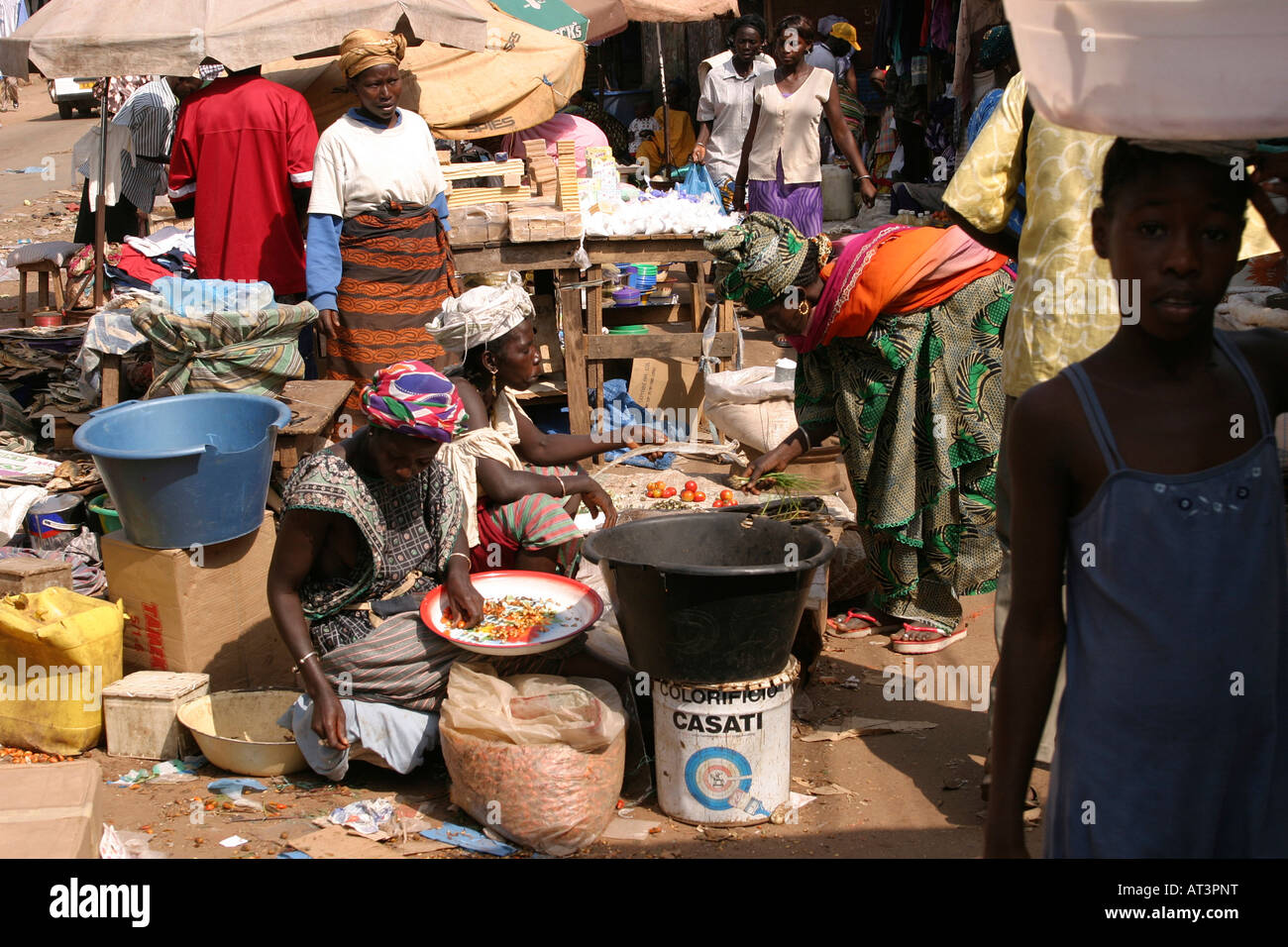 The Gambia Serekunda market woman shopping for vegetables Stock Photo ...