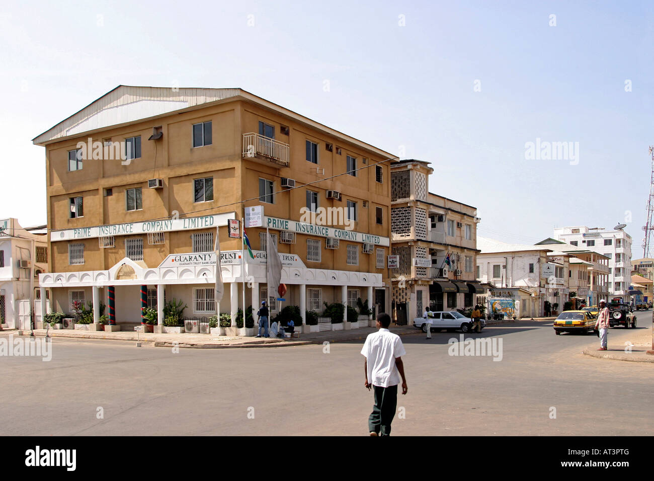 The Gambia Banjul Nelson Mandela Street office buildings Stock Photo ...