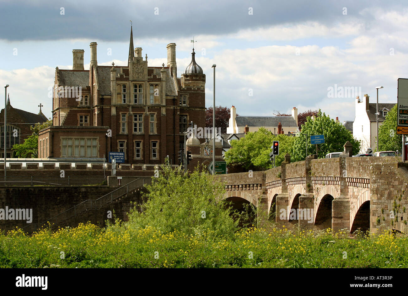 UK Wales Gwent Monmouth Haberdashers Monmouth School and Wye bridge ...
