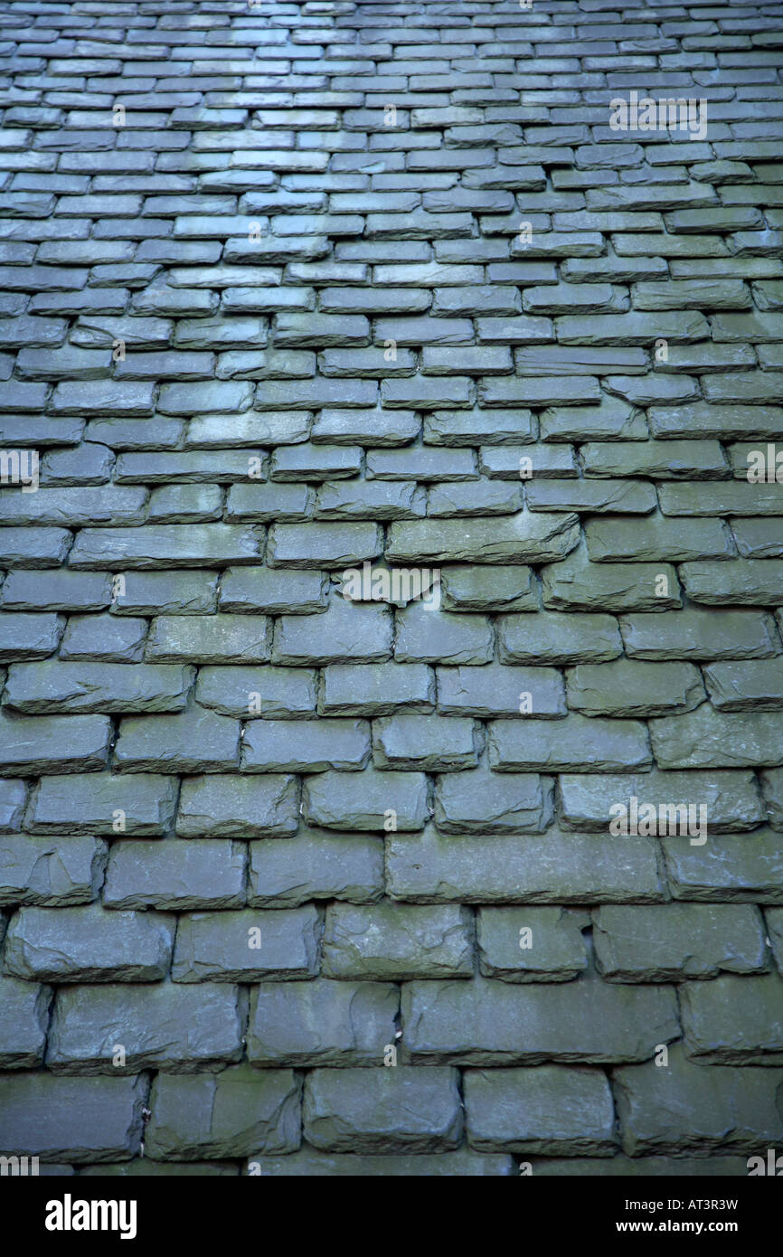 Small uniform oblong tiles of slate roof Stock Photo - Alamy