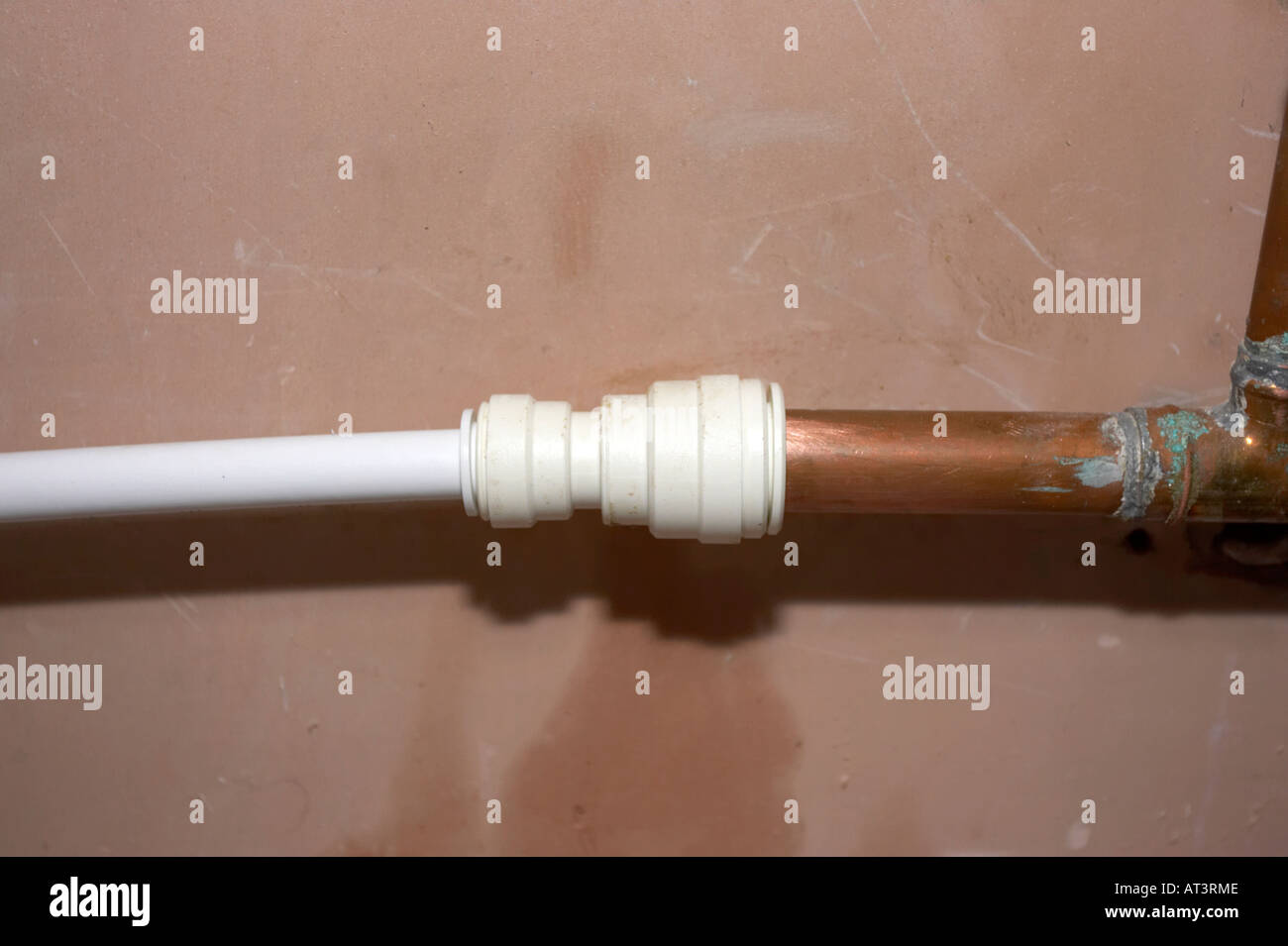 modern speedfit push fit plastic pipe fitting Stock Photo - Alamy