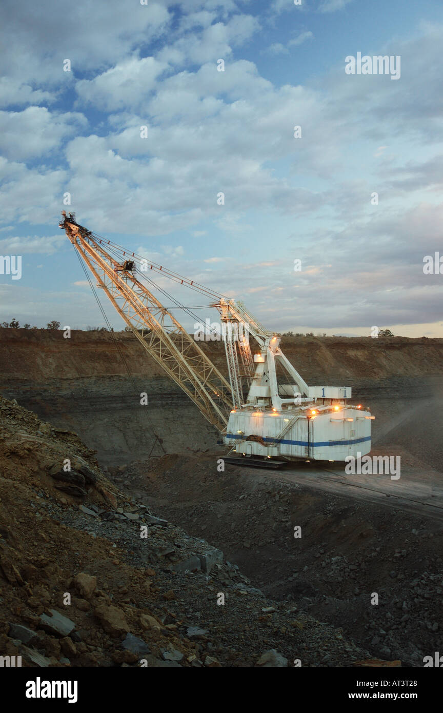 Drag line open cut coal mine Central Queensland coal Basin Australia ...
