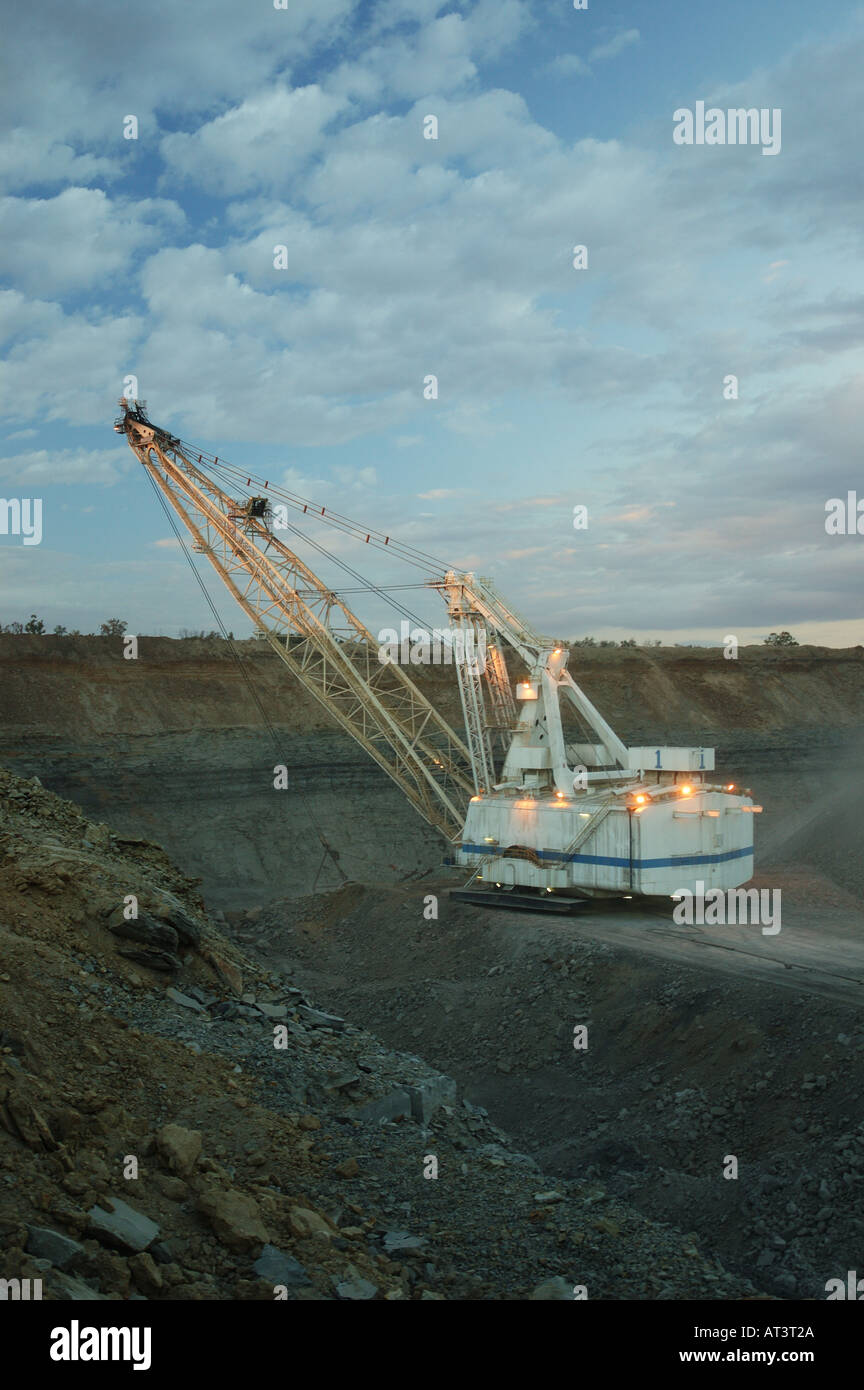 Drag line open cut coal mine Central Queensland coal Basin Australia ...