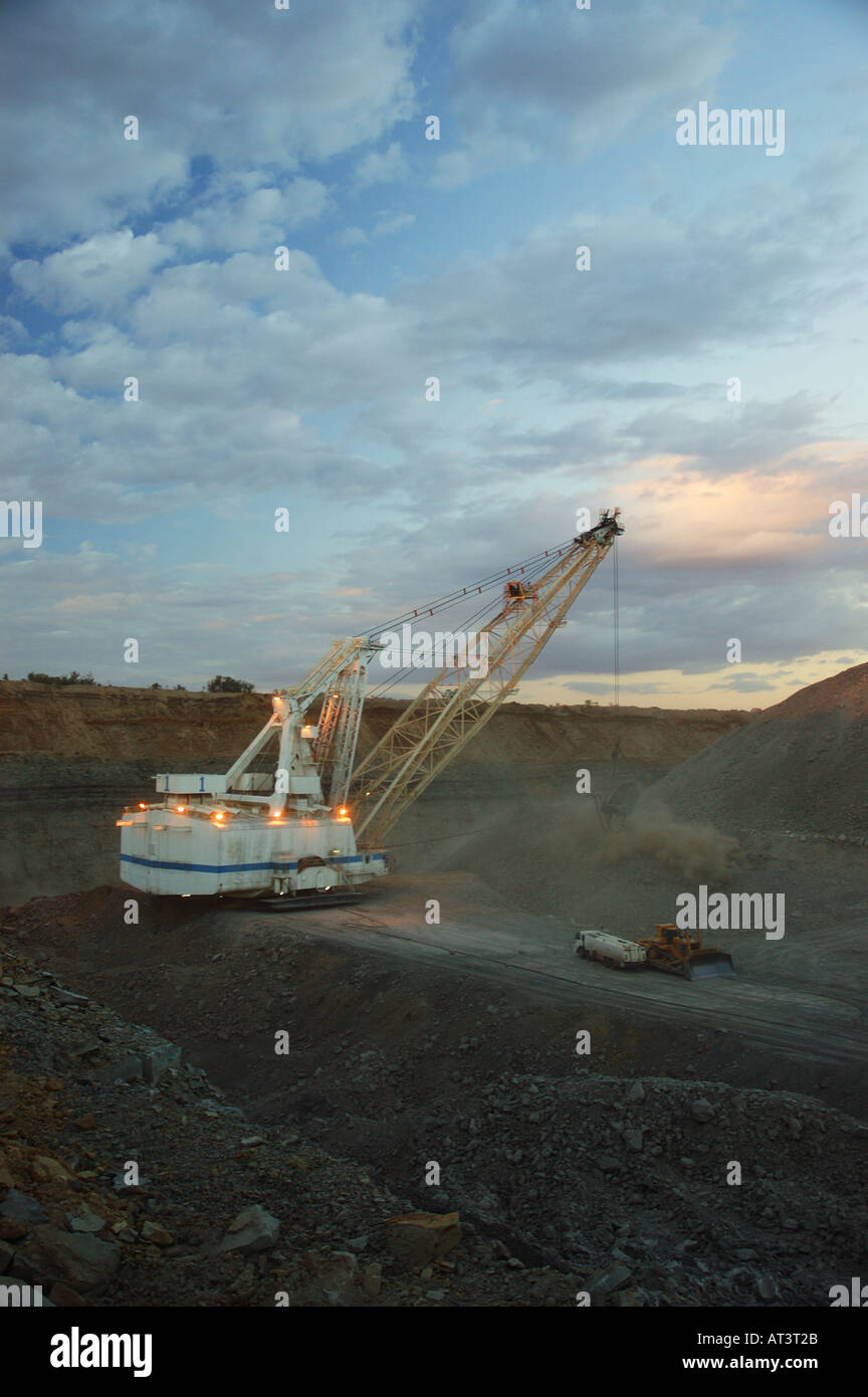 Drag line open cut coal mine Central Queensland coal Basin Australia ...