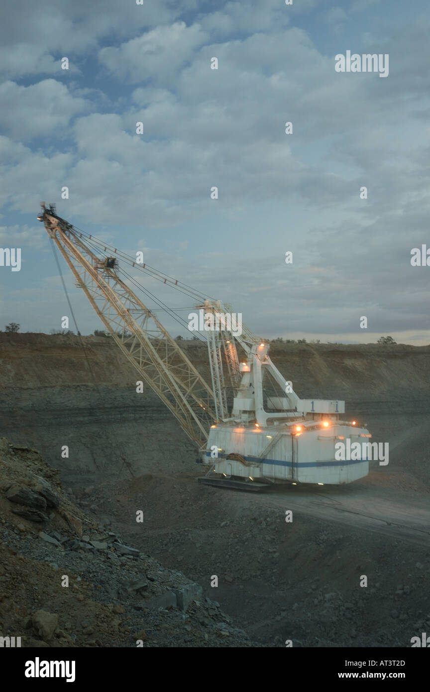 Drag line open cut coal mine Central Queensland coal Basin Australia ...