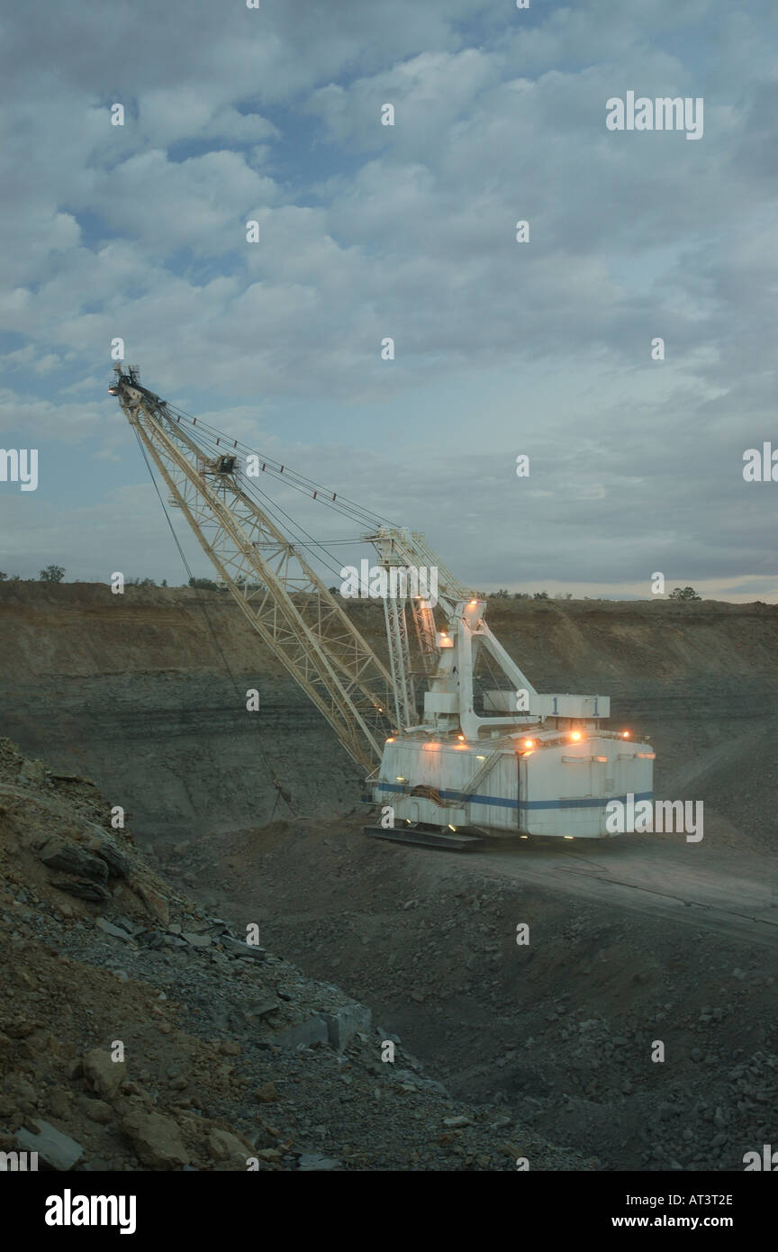 Drag line open cut coal mine Central Queensland coal Basin Australia ...