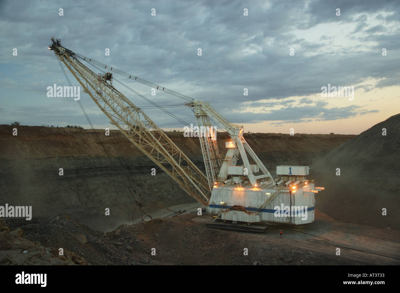 Drag line open cut coal mine Central Queensland coal Basin Australia ...