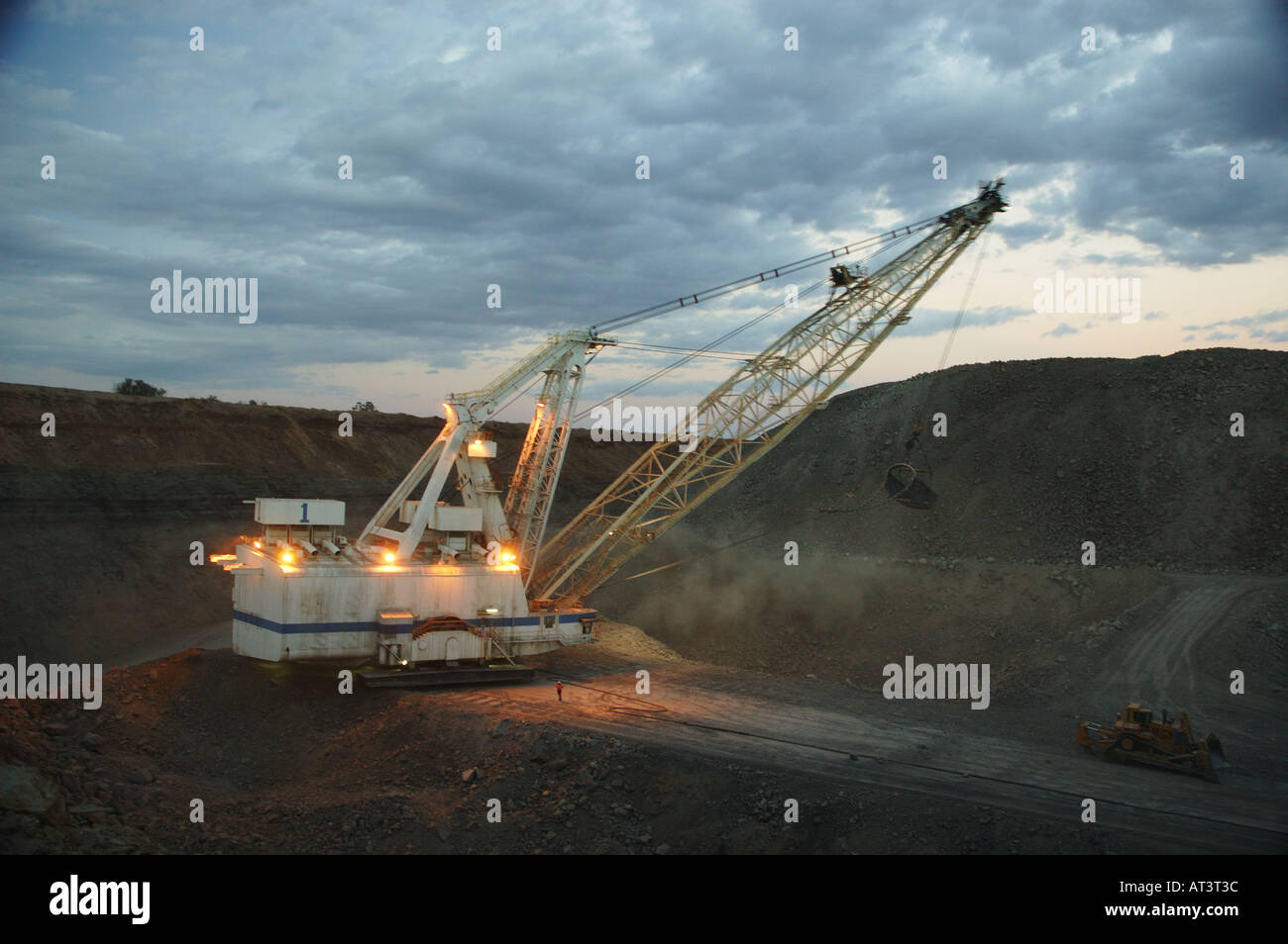 Drag line open cut coal mine Central Queensland coal Basin Australia ...