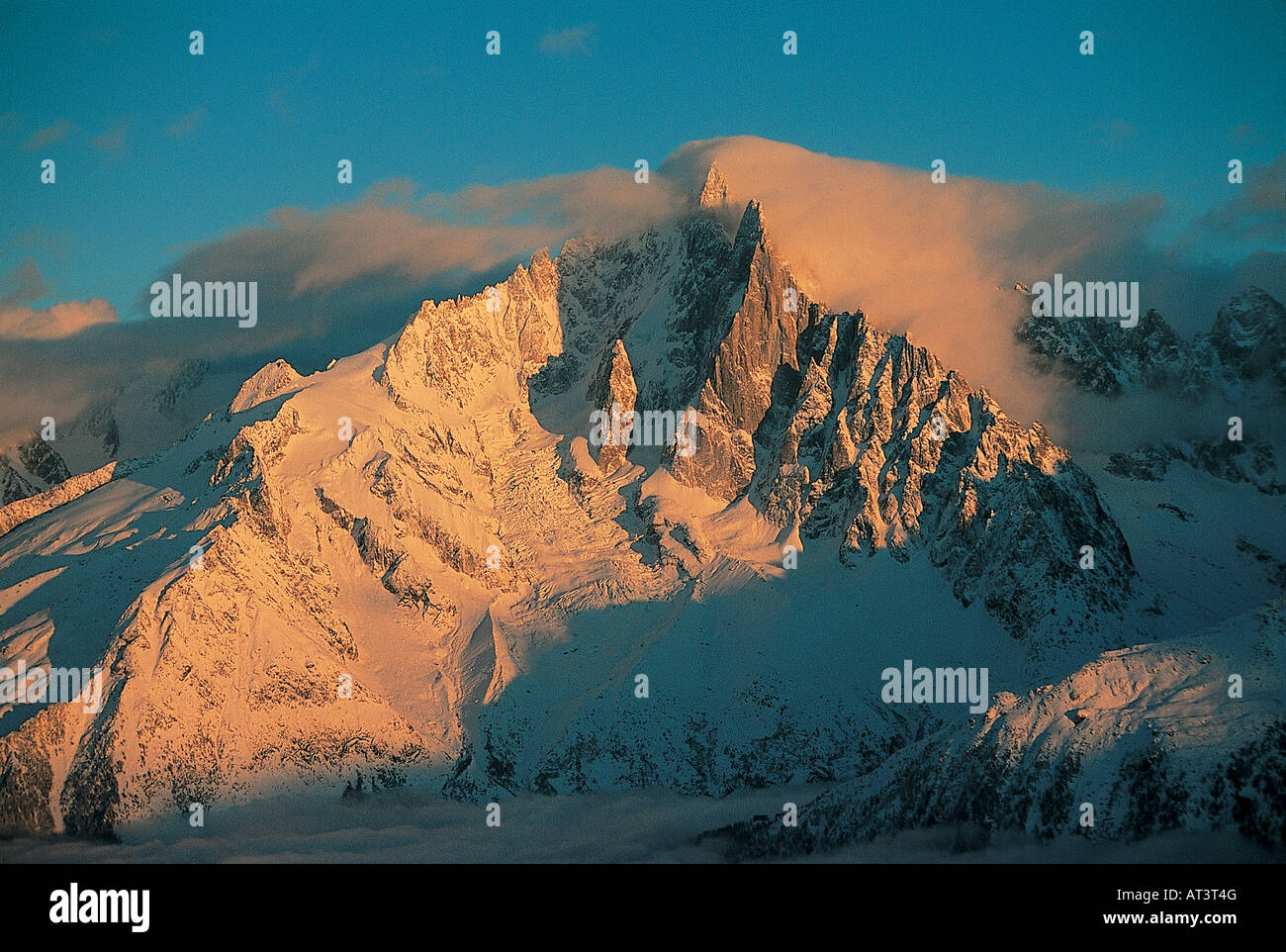 Ice mountain scenic view mont blanc sunset colors hi-res stock ...