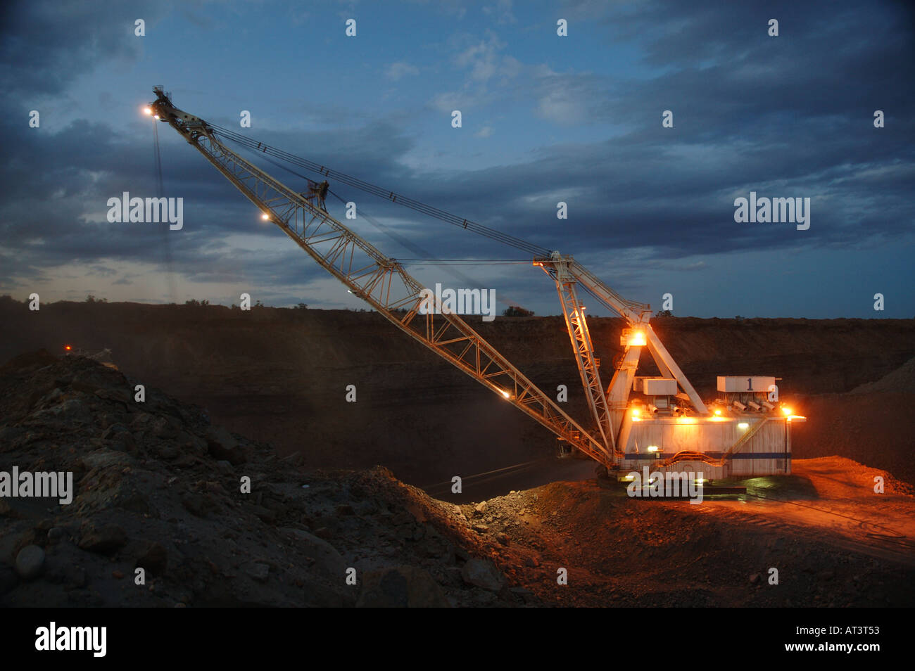 Drag line open cut coal mine Central Queensland coal Basin Australia ...