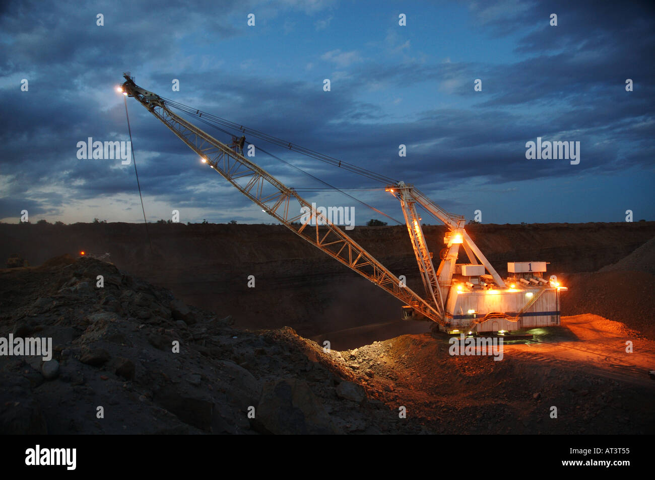 Drag line open cut coal mine Central Queensland coal basin Queensland ...