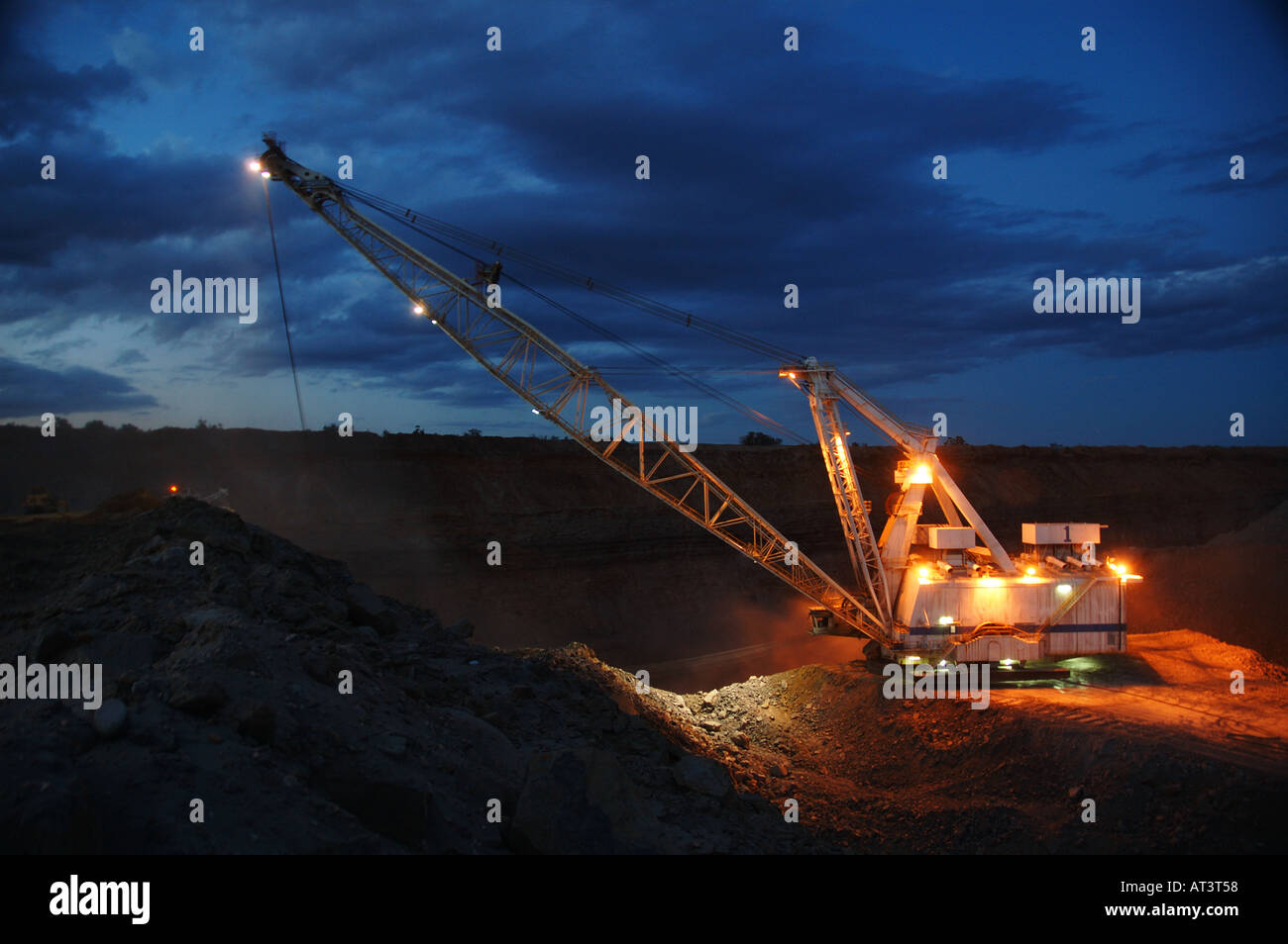 Drag line open cut coal mine Central Queensland coal basin Queensland ...