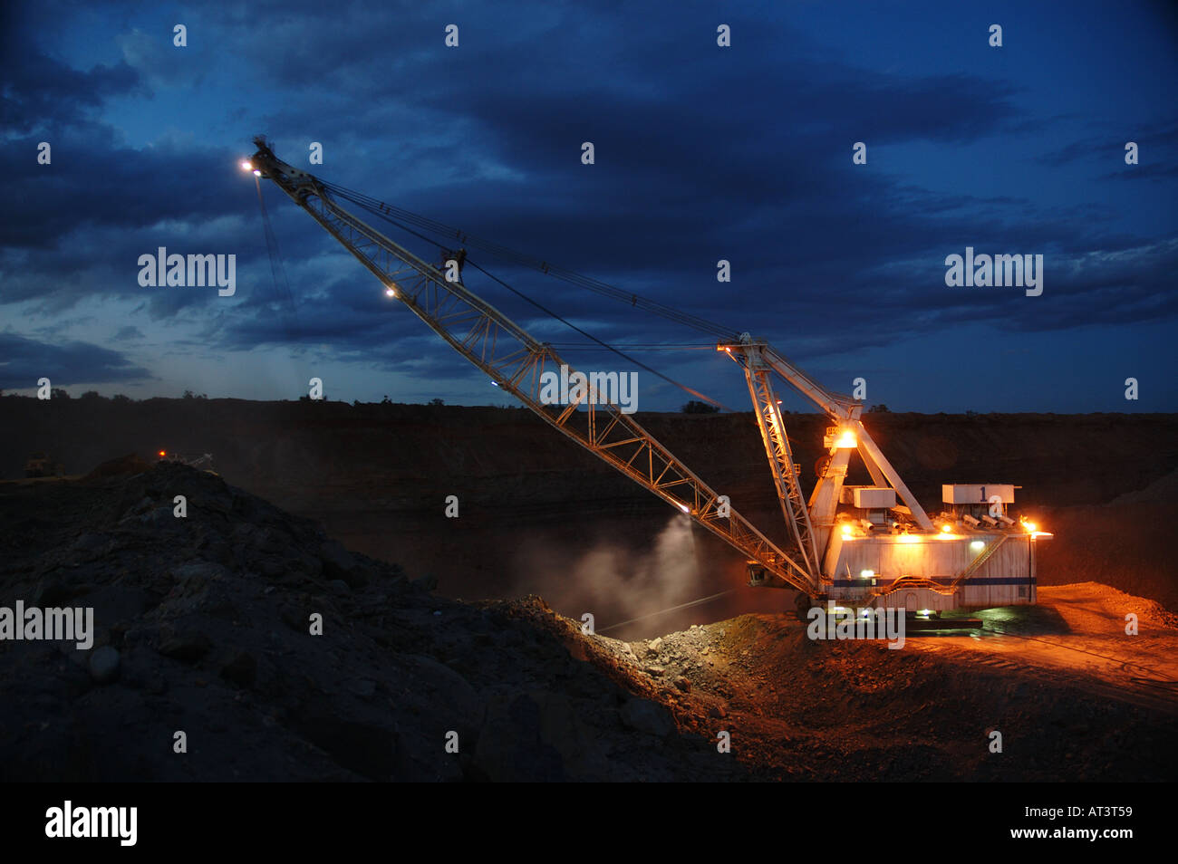 Drag line open cut coal mine Central Queensland coal basin Queensland ...