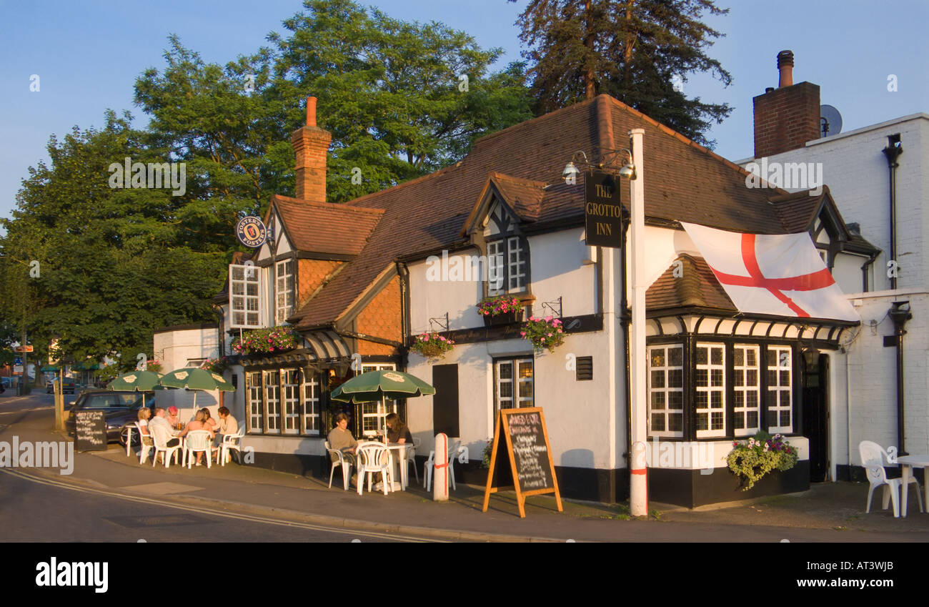 People drinking outside the Grotto pub Weybridge Surrey England Stock ...