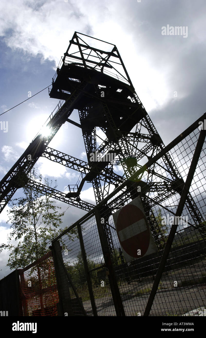 Coal mine pit head wheel Stock Photo - Alamy