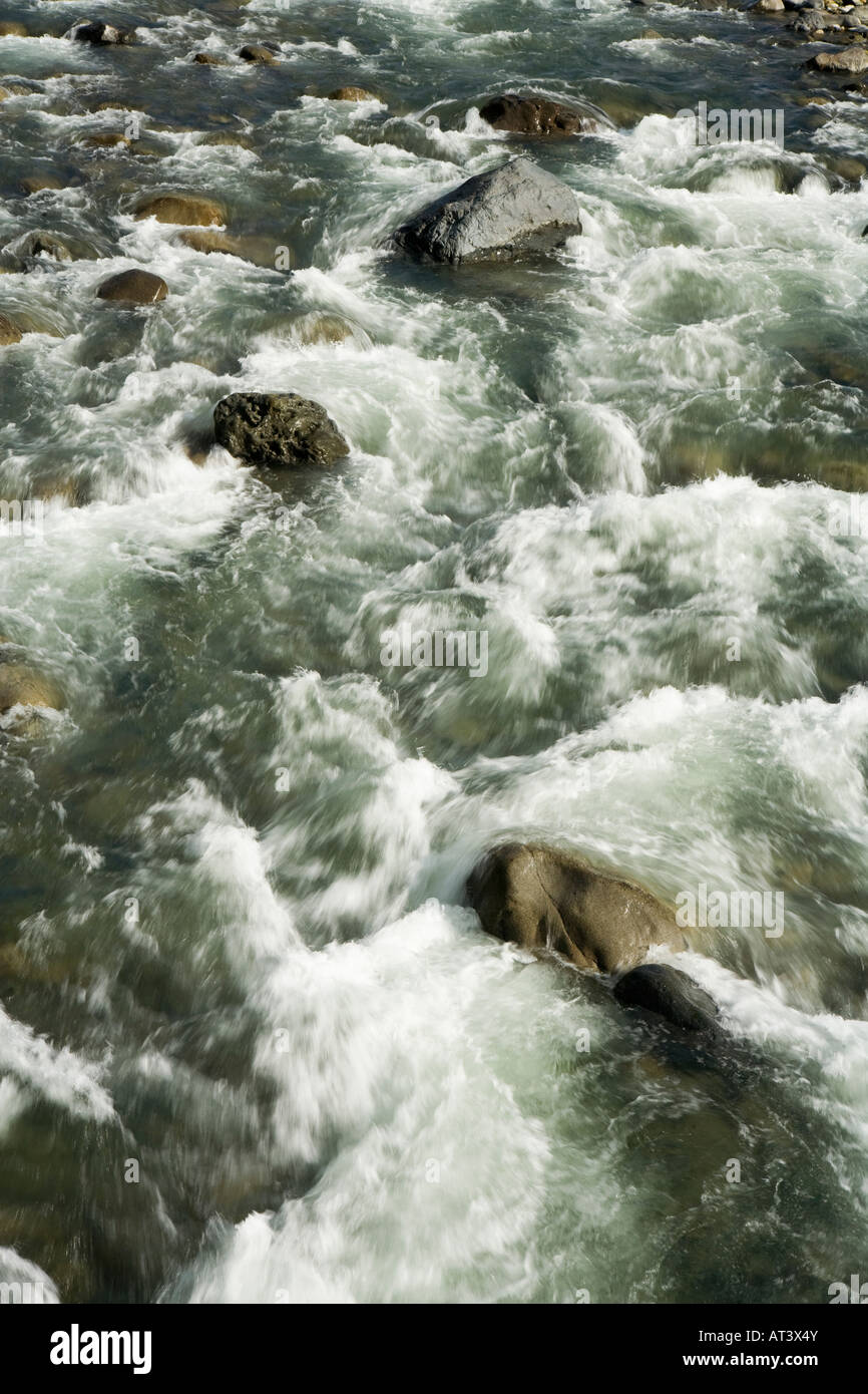 Costa Rica Orosi Valley waters of fast flowing Orosi River blurred by ...