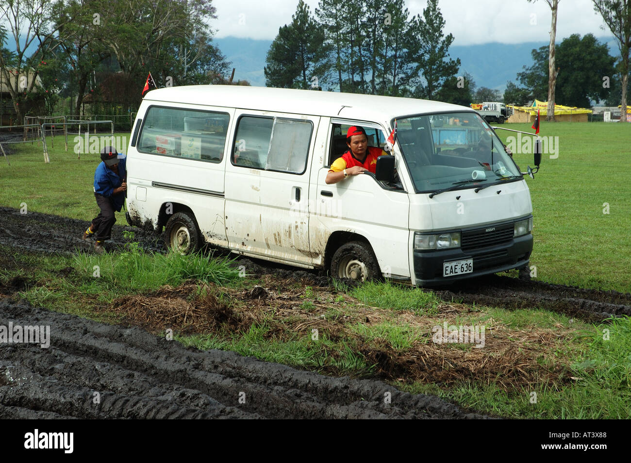 delivery van stuck in mud Goroka show Papua, New, Guinea, Niugini PNG ...
