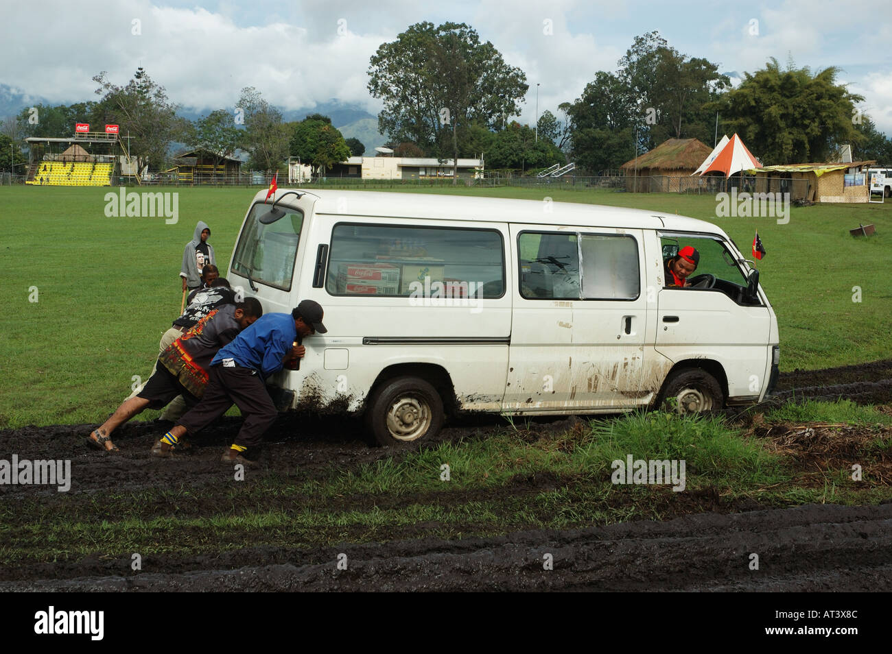 delivery van stuck in mud Goroka show Papua, New, Guinea, Niugini PNG ...