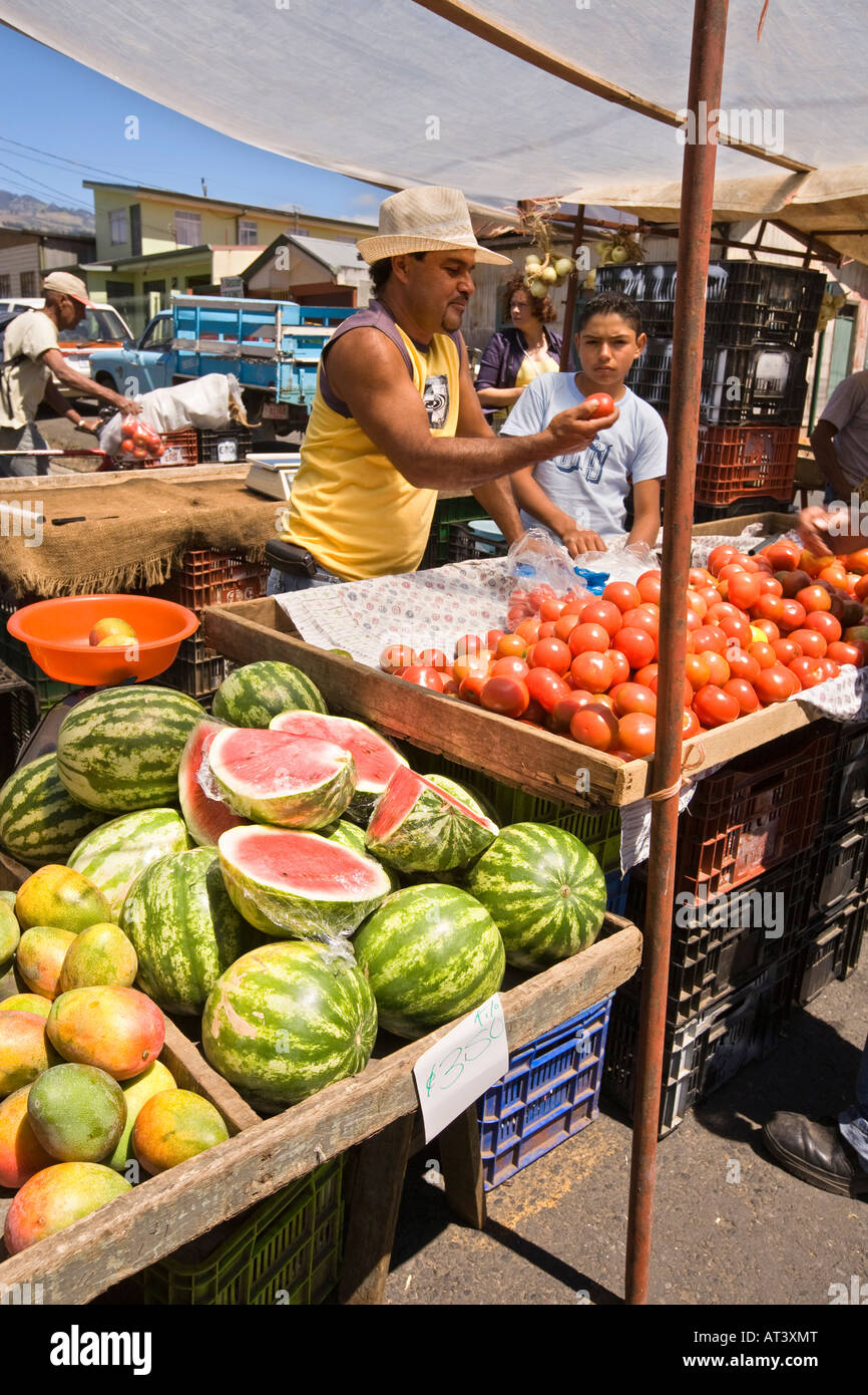 Costa Rica Cartago Parque San Rafael Market man selling tomatoes Stock ...