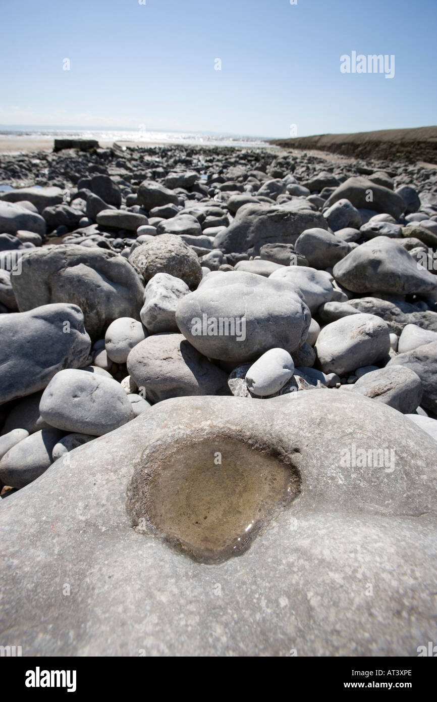 Small puddle of water in pebble on beach Stock Photo - Alamy