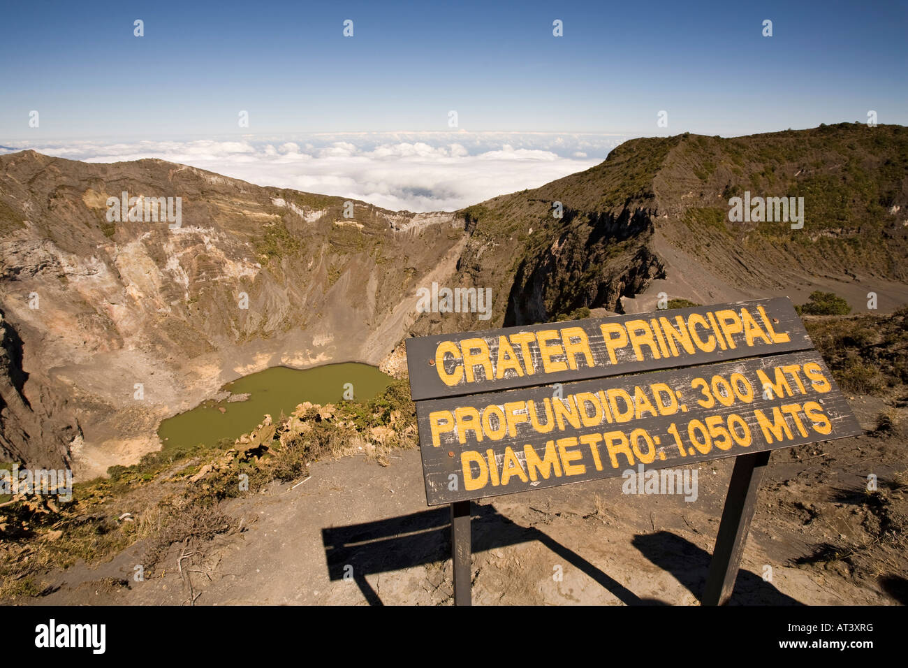 Costa Rica Cartago Volcan Irazu Volcano principal crater sign Stock ...