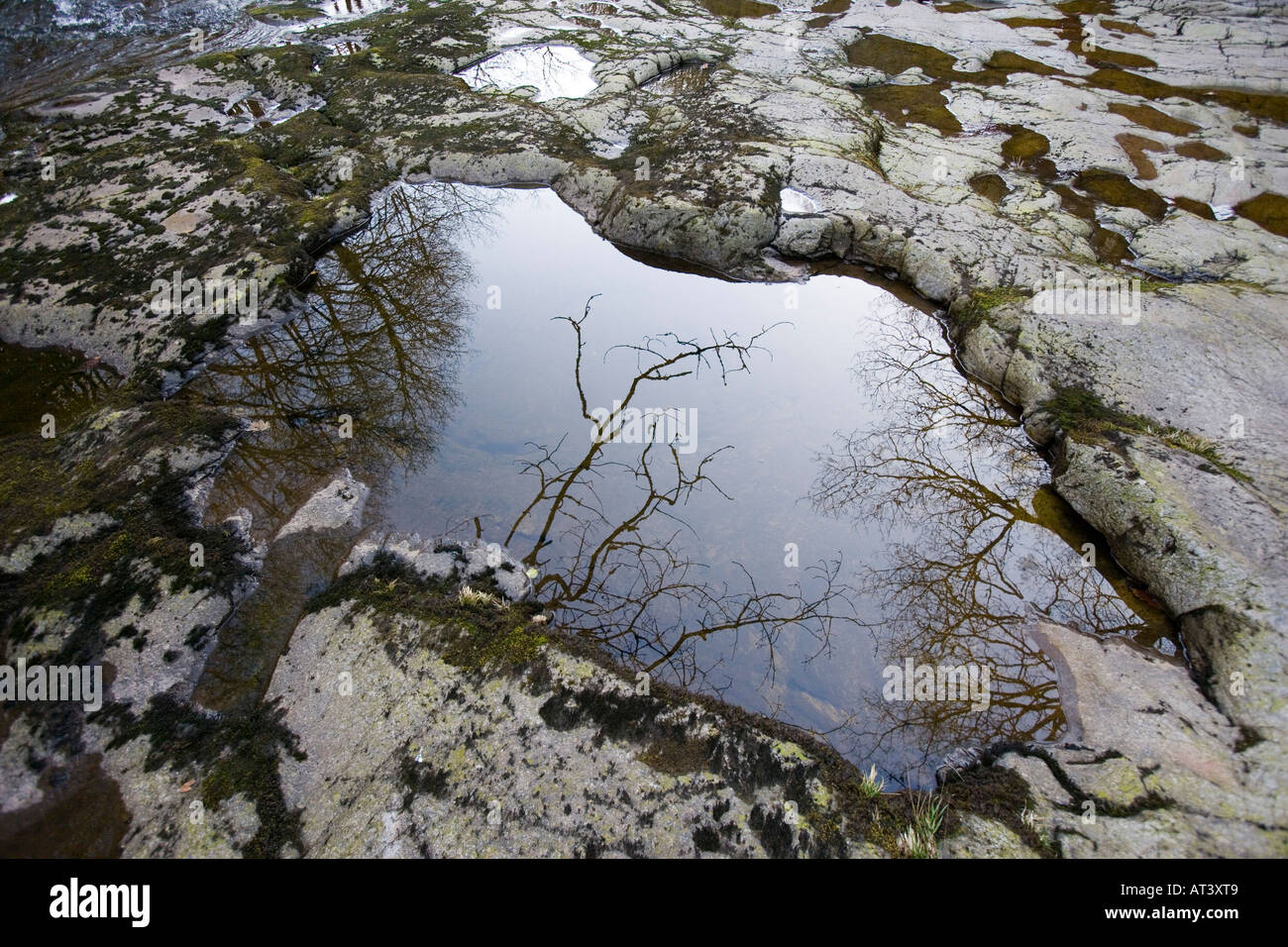 Rocks with reflections in water pools Stock Photo - Alamy
