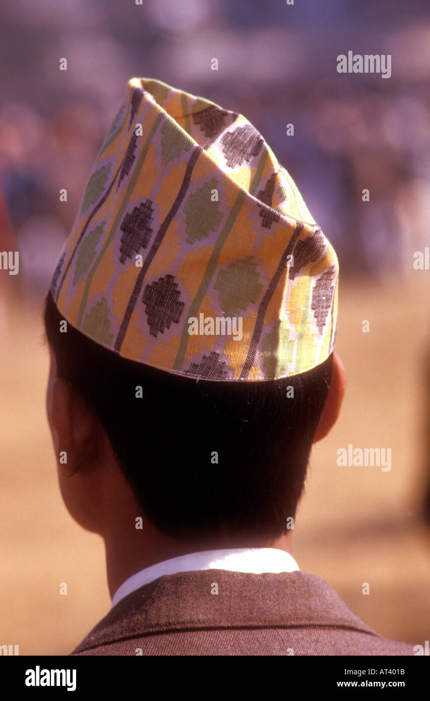 Typical Nepalese hat known as a Palpali topi Kathmandu Nepal Stock ...