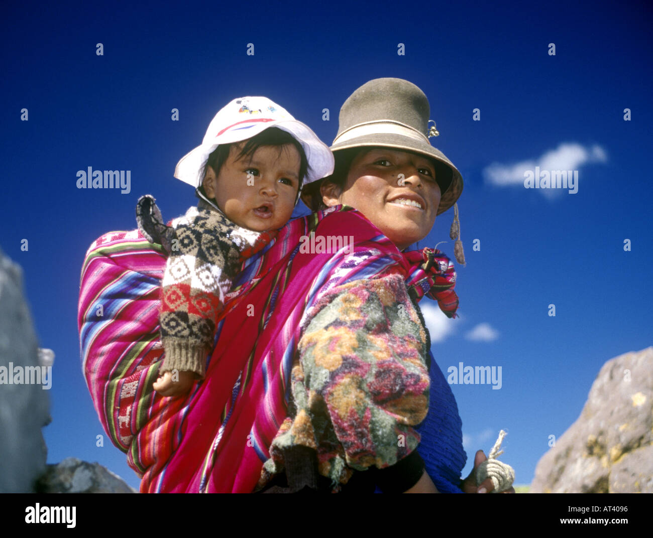 Native american Mother and baby at Sillustani Stock Photo - Alamy