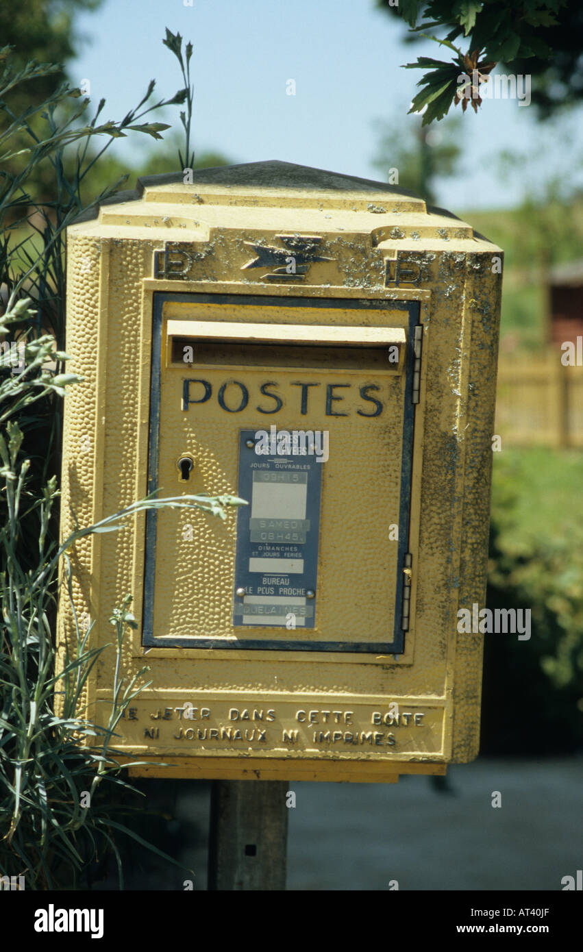 French post box on the Mayenne River in the Mayenne Département France ...