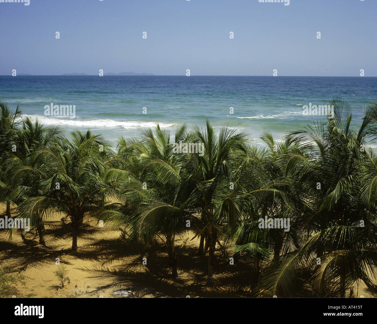 geography / travel, Venezuela, Isla de Margarita, playa Guacuco, palm ...