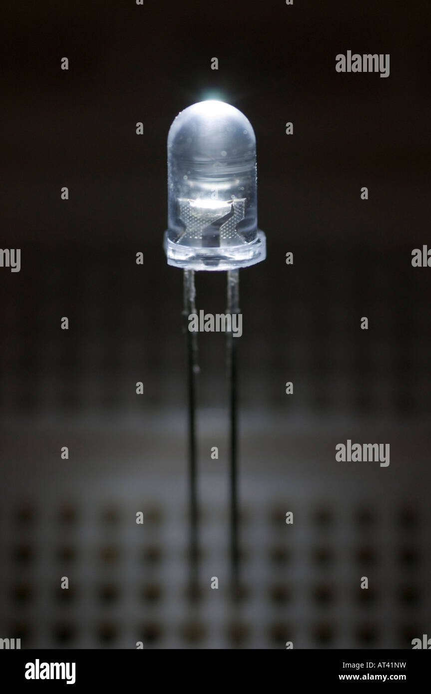 Powered White LED on Breadboard Stock Photo - Alamy