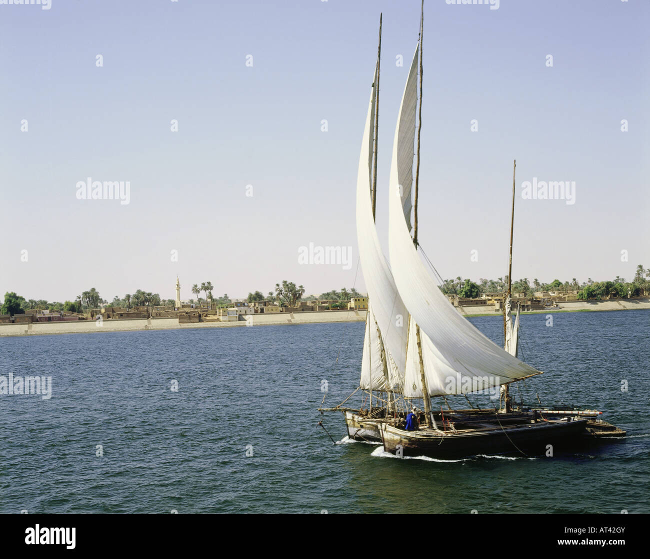 geography / travel, Egypt, Assuan, feluccas on the river Nil, sailing ...