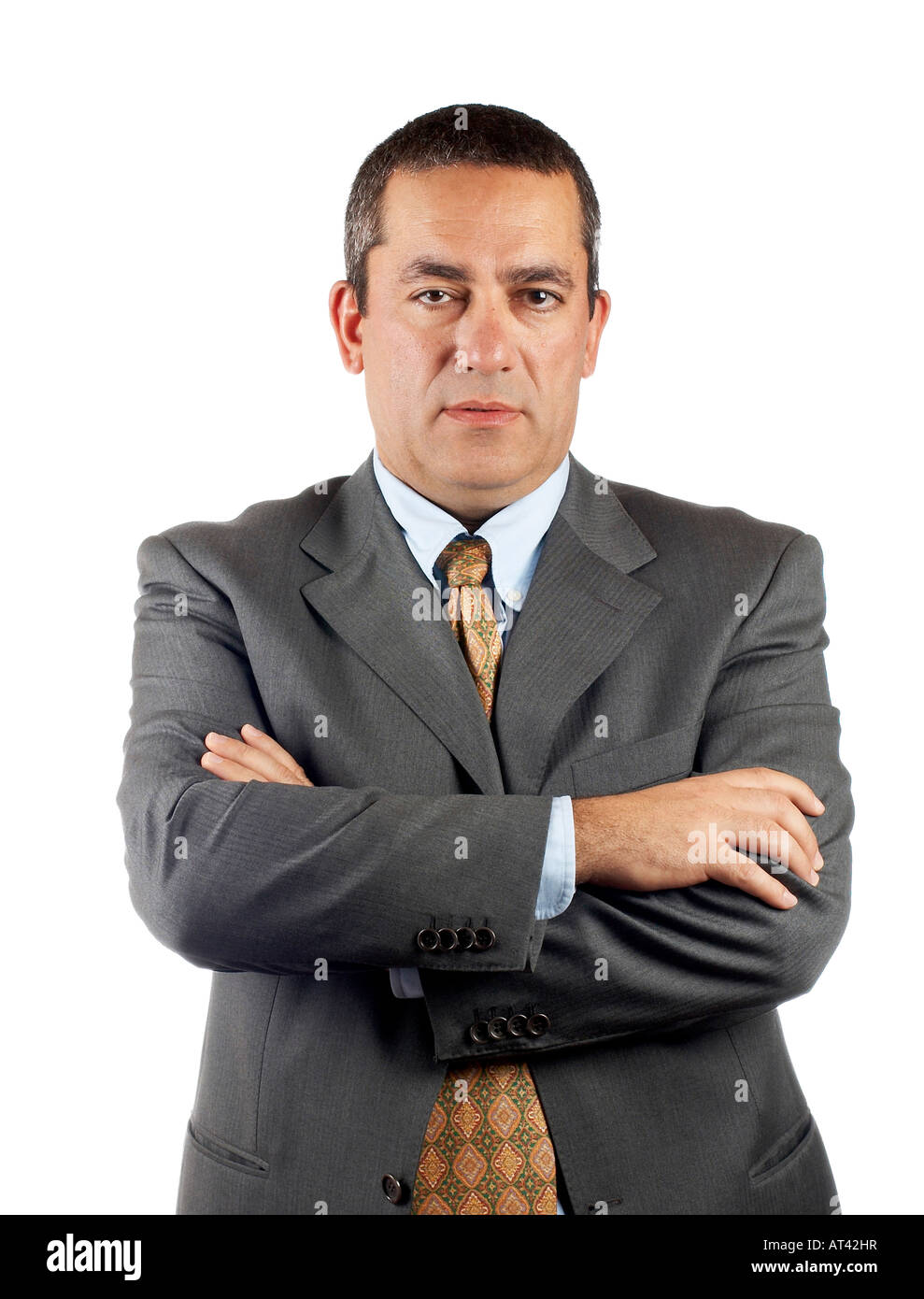 Serious CEO standing over a white background Stock Photo - Alamy