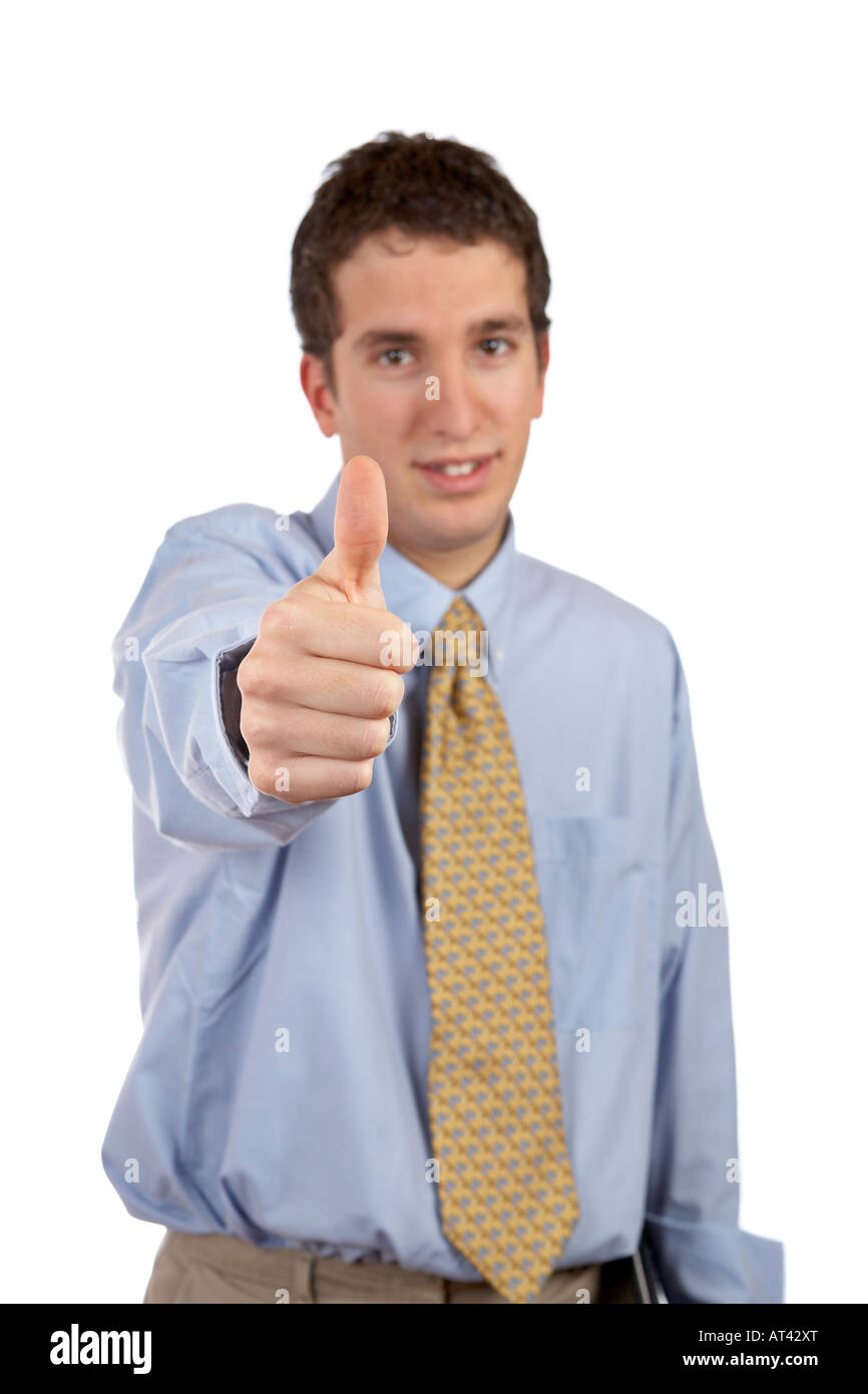 Smiling business man over a white background Success gesture and ...