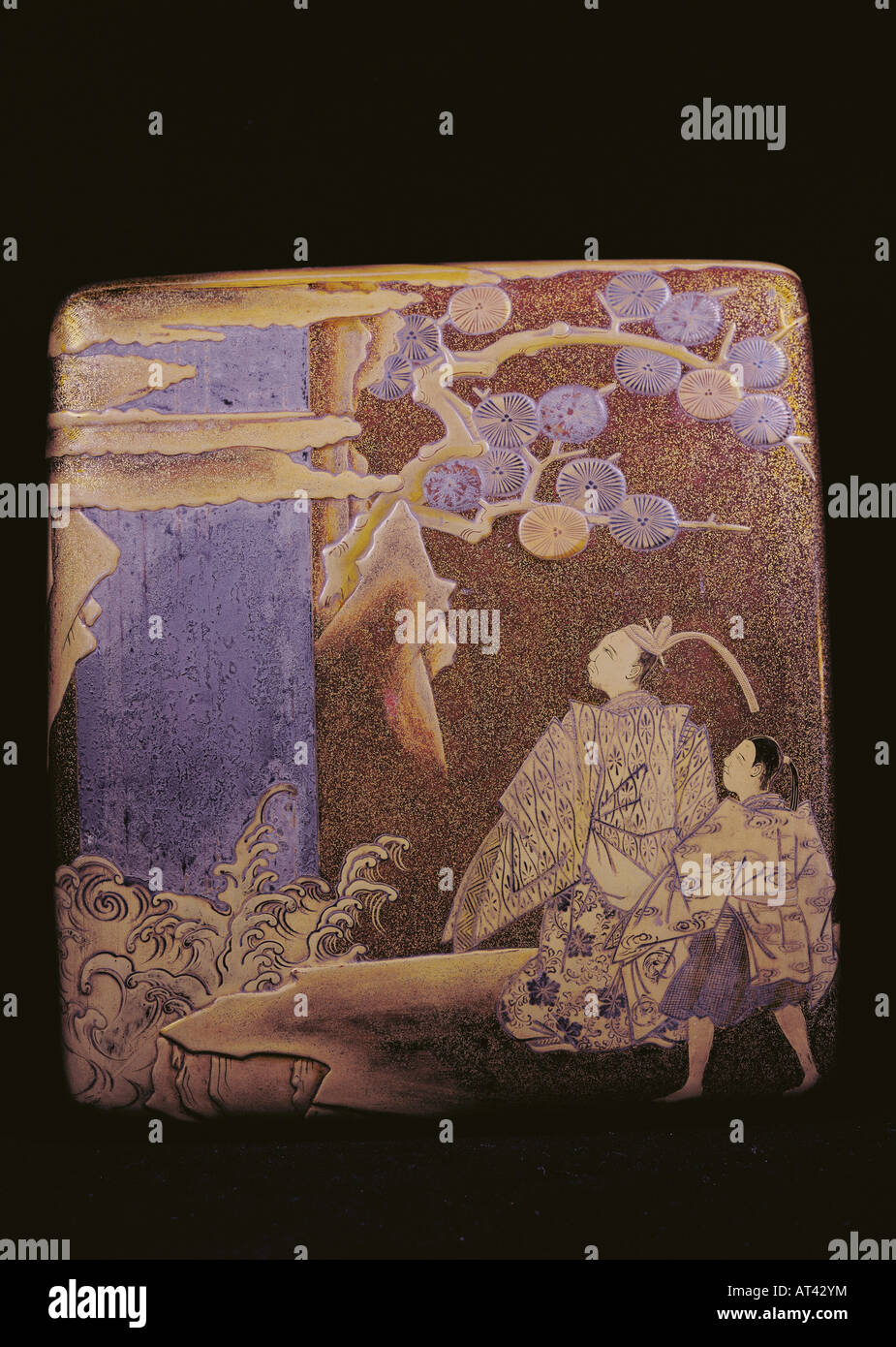 fine arts, Japan, lacquer work, Suzuribako (writing case), wood with ...