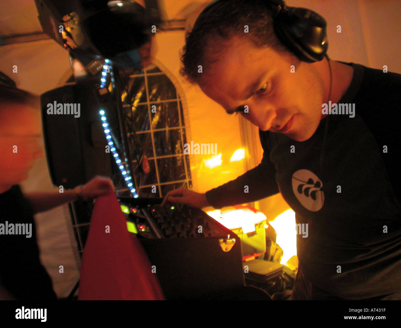 mobile disco DJ at a sound mixing console Stock Photo - Alamy