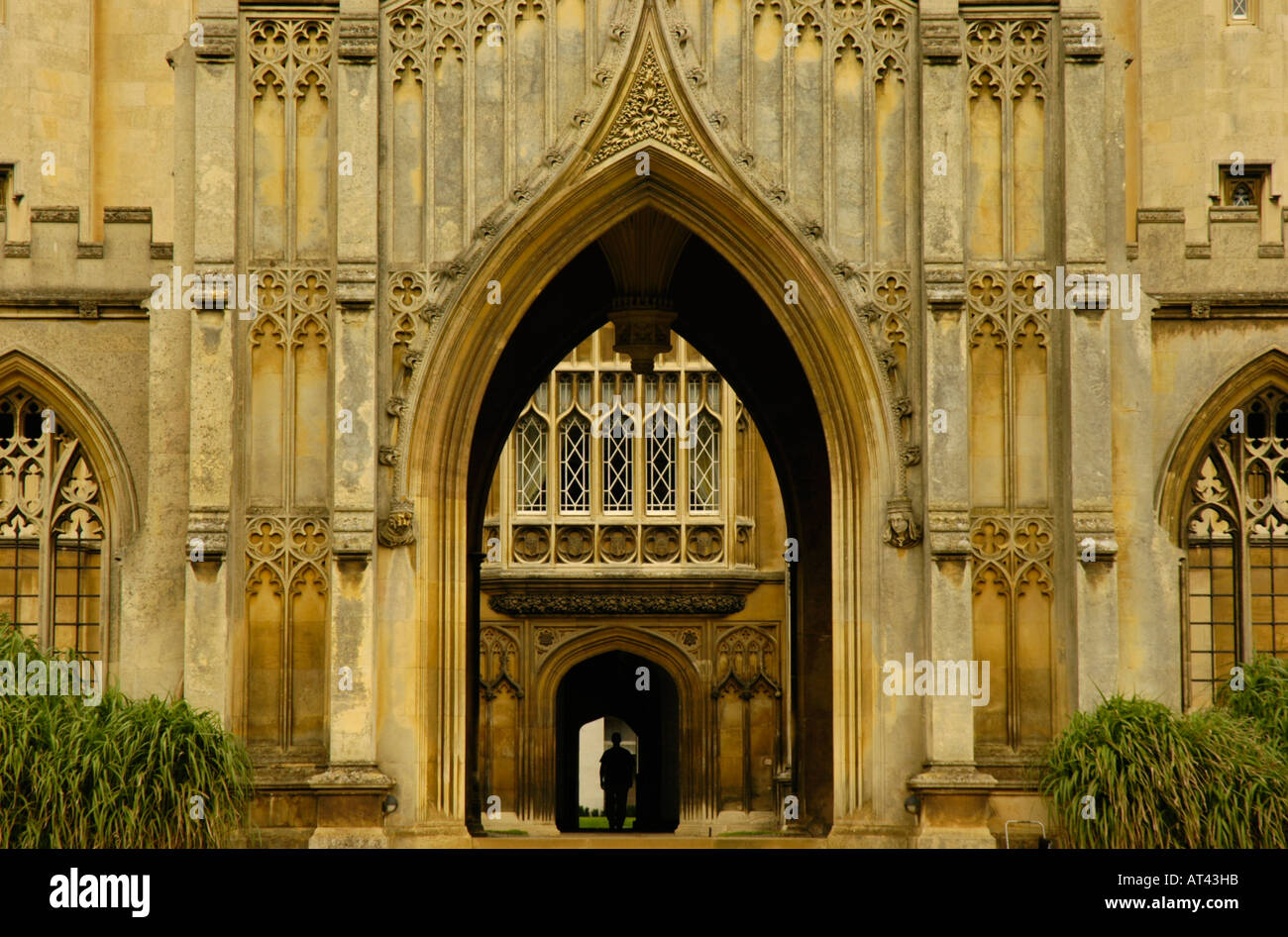Figure standing in archways leading to New Court St John's College ...