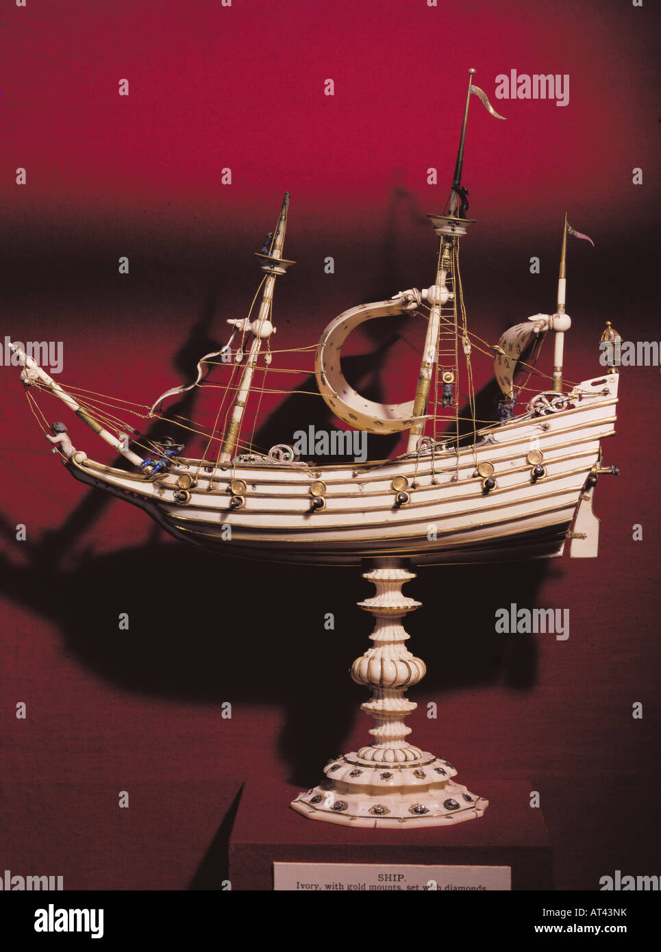 fine arts, centre piece, ivory ship, Germany, second half of the 16th ...