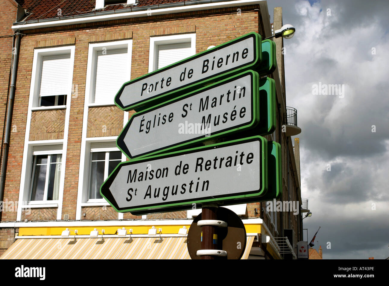 A street sign in the French Flemish town of Bergues France Stock Photo ...