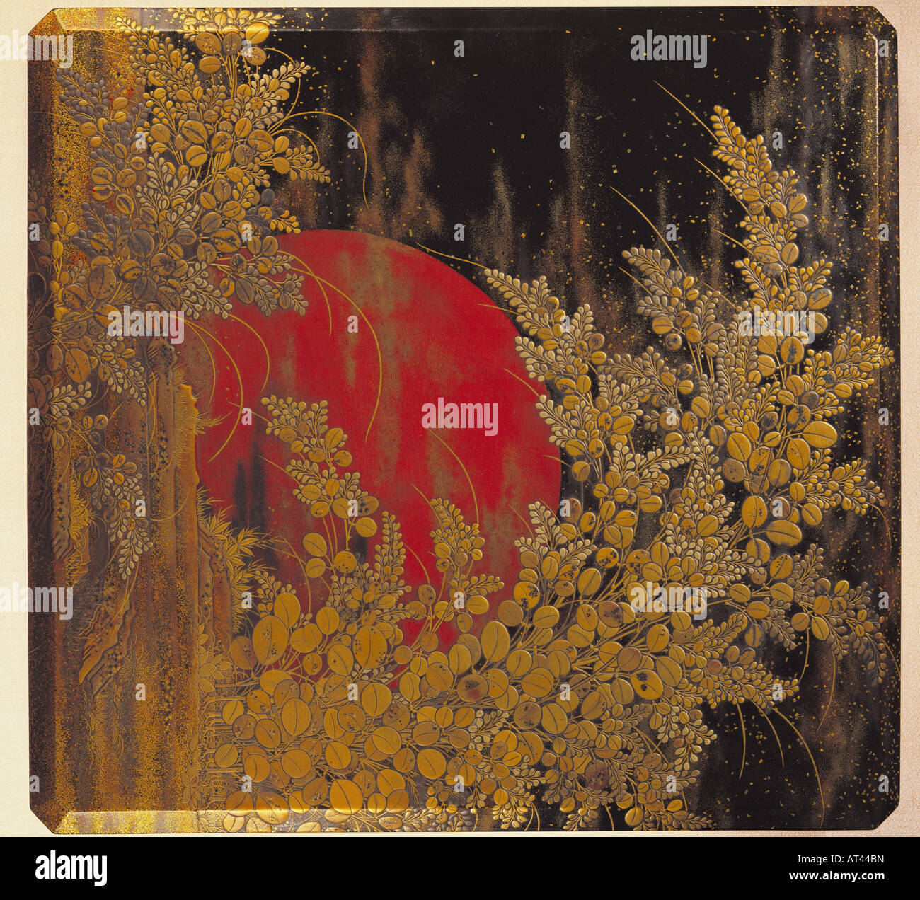 fine arts, Japan, lacquer work, Suzuribako (writing case), lid, black ...