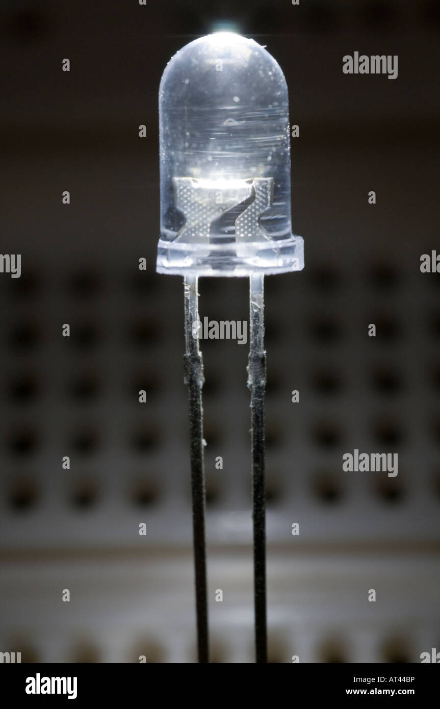 Powered White LED on Breadboard Stock Photo - Alamy