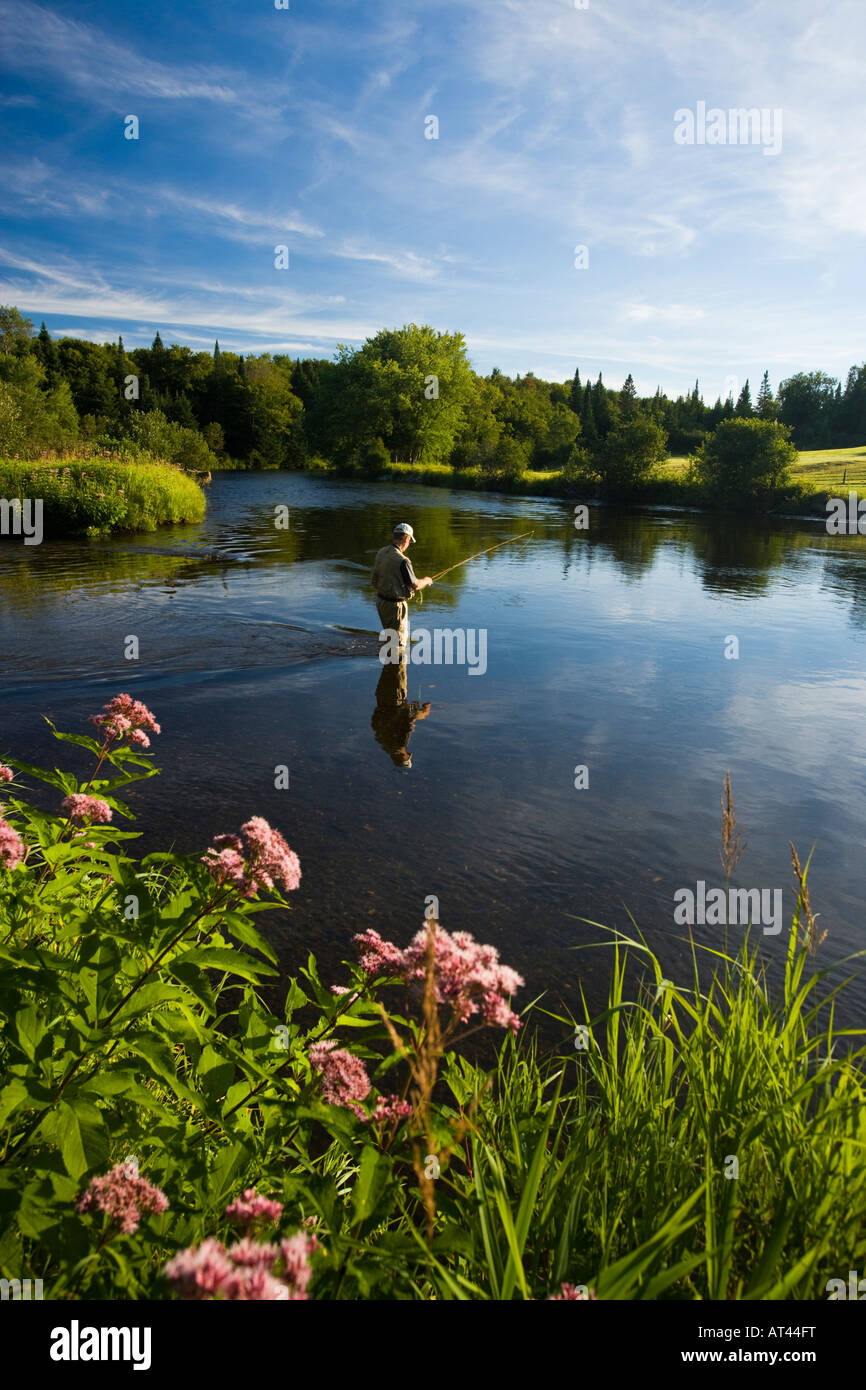 A man fly-fishing on the Connecticut River in Clarksville, New ...