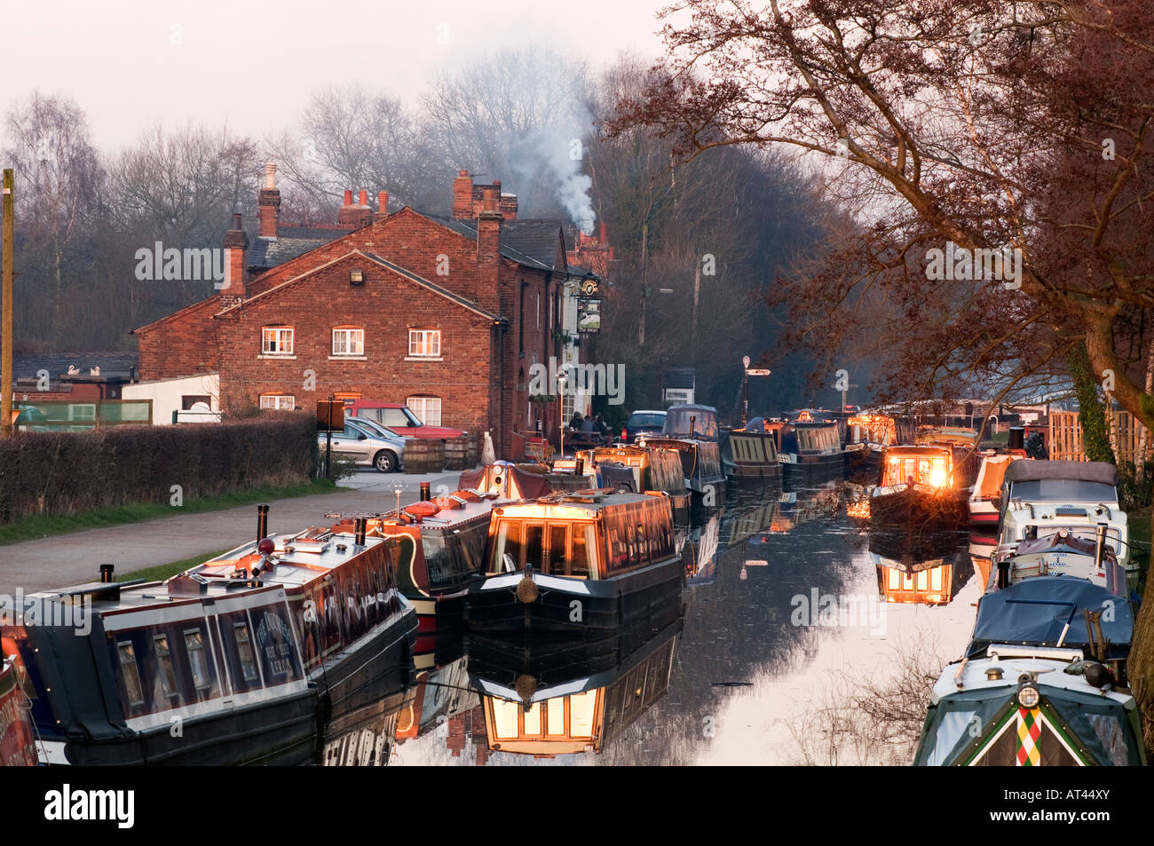 Chimney canal water longboats hi-res stock photography and images - Alamy